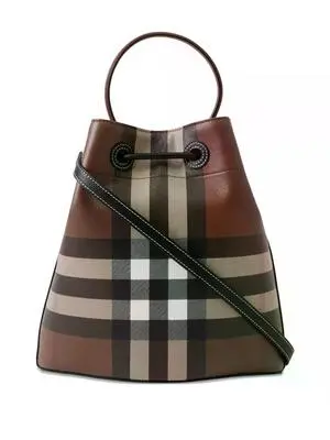 Burberry Checked Bucket Bag - Brown