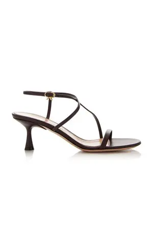 GIANVITO ROSSI Criss-cross Leather Kitten Heel Sandals - Brown
