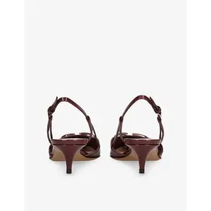 Valentino Garavani Vlogo Signature 40 Patent-leather Slingback Courts - Wine