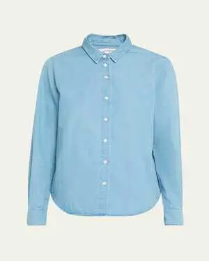 Sprwmn Chambray Fitted Button-front Shirt