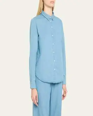 Sprwmn Chambray Fitted Button-front Shirt