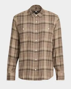 Paige Everett Plaid Button-down Shirt - Smoked Oak Plaid