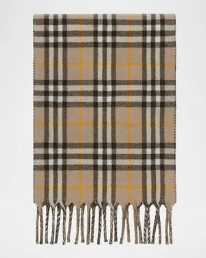 Burberry Reversible Cashmere Knight Stamp And Check Scarf Vole Brown
