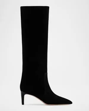 Paris Texas Suede Stiletto Knee-high Boots - Black
