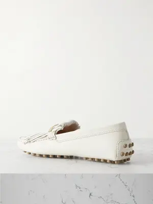 TOD'S Gommino Fringed Leather Loafers - Neutrals
