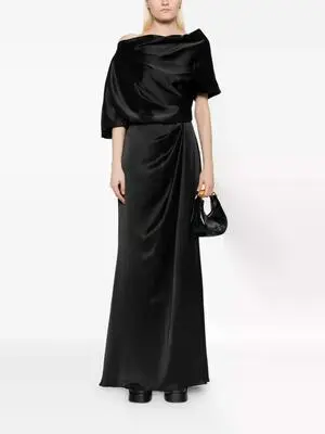 Amsale Satin Off-shoulder Gown