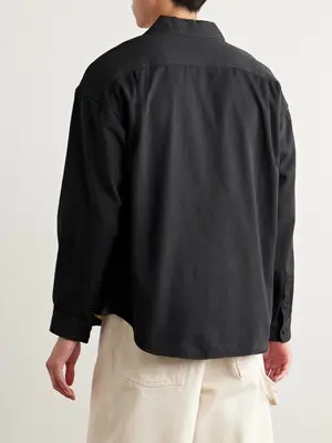 Visvim Palmer Convertible-collar Embroidered Cotton-twill Shirt - Blue
