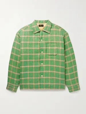 Visvim Keesey Checked Linen And Wool-blend Down Jacket - Green