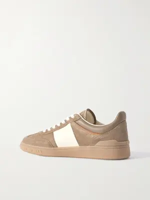 Valentino Garavani Upvillage Leather-trimmed Suede Sneakers - Brown