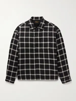 Visvim Keesey Checked Linen And Wool-blend Down Jacket - Black
