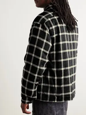 Visvim Keesey Checked Linen And Wool-blend Down Jacket - Black