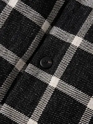 Visvim Keesey Checked Linen And Wool-blend Down Jacket - Black