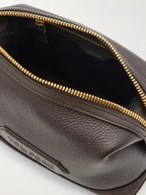 TOM FORD Suede-trimmed Full-grain Leather Wash Bag
