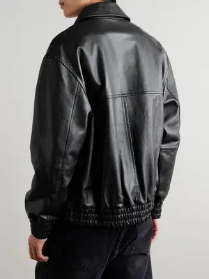 Studio Nicholson Piston Leather Bomber Jacket - Black