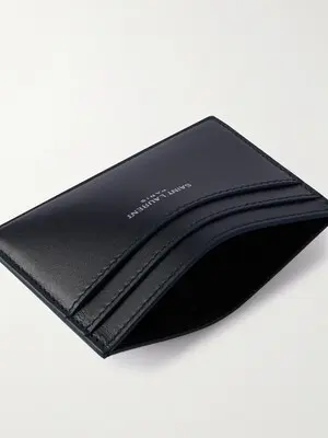 Saint Laurent Logo-print Leather Cardholder - Blue