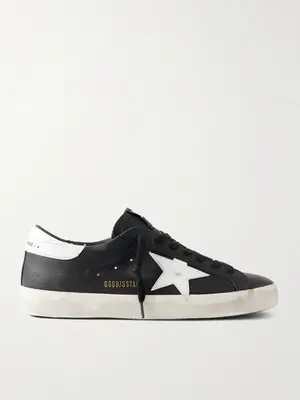 GOLDEN GOOSE Super-star Distressed Leather Sneakers - Black