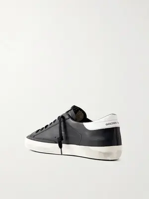 GOLDEN GOOSE Super-star Distressed Leather Sneakers - Black