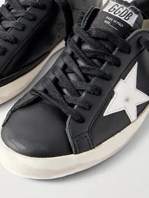 GOLDEN GOOSE Super-star Distressed Leather Sneakers - Black