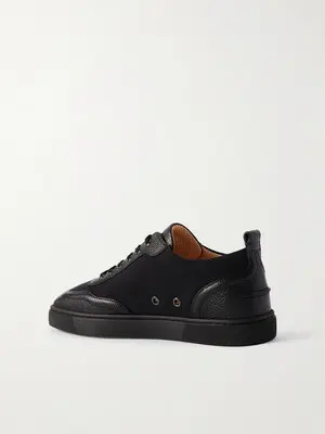 CHRISTIAN LOUBOUTIN Full-grain Leather-trimmed Canvas Sneakers - Black