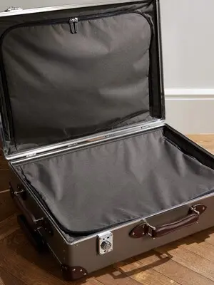 GLOBE-TROTTER Metropolis Leather-trimmed Suitcase - Brown