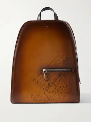Berluti Working Day Scritto Venezia Leather And Twill Backpack