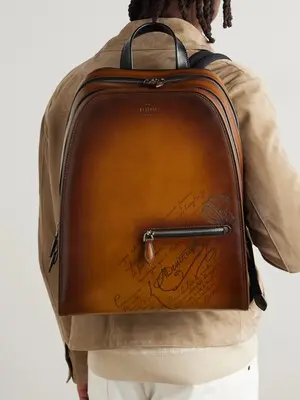 Berluti Working Day Scritto Venezia Leather And Twill Backpack