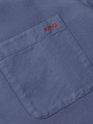 A.p.c. Mateo Button-down Collar Logo-embroidered Cotton Shirt - Blue