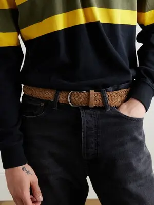 Anderson's 3.5cm Woven Suede Belt - Brown