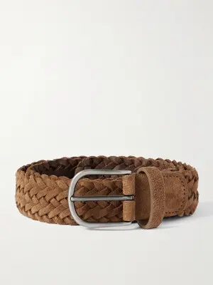 Anderson's 3.5cm Woven Suede Belt - Brown