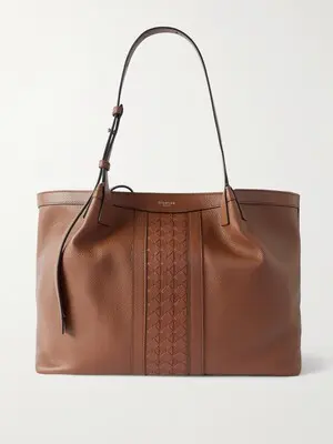 SERAPIAN Secret Textured-leather Tote - Brown