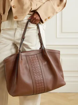 SERAPIAN Secret Textured-leather Tote - Brown