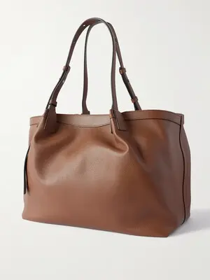 SERAPIAN Secret Textured-leather Tote - Brown