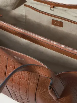 SERAPIAN Secret Textured-leather Tote - Brown
