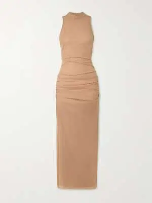 Sir The Label Ruby Open-back Gathered Crepe Midi Dress - Tan