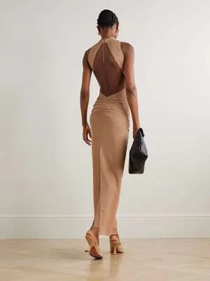 Sir The Label Ruby Open-back Gathered Crepe Midi Dress - Tan