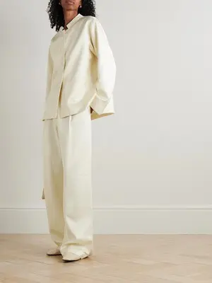 RÓHE Pleated Wide-leg Satin Pants