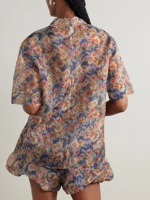 SIR. Fiore Floral-print Silk-organza Shirt