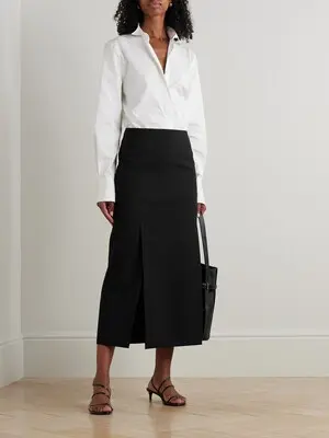 RÓHE Woven Column Midi Skirt