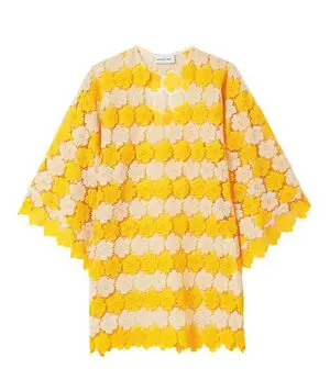Miguelina Gianina Cotton Guipure Lace Kaftan - Yellow