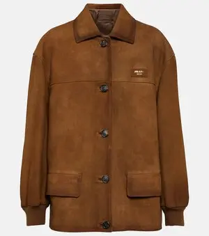 Prada Oversized Suede Jacket - Brown
