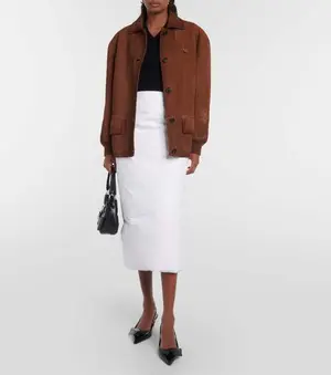 Prada Oversized Suede Jacket - Brown