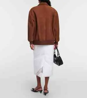 Prada Oversized Suede Jacket - Brown