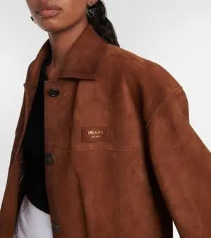 Prada Oversized Suede Jacket - Brown