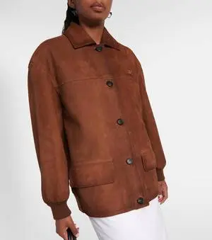 Prada Oversized Suede Jacket - Brown