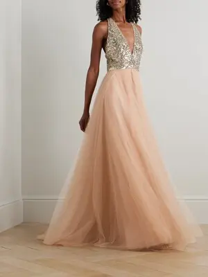 Jenny Packham Tidal Embellished Tulle Gown