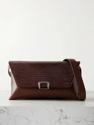Brunello Cucinelli Smooth And Lizard-effect Leather Shoulder Bag