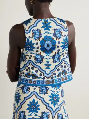 Cara Cara Mackenzie Printed Cotton-blend Tank - Blue