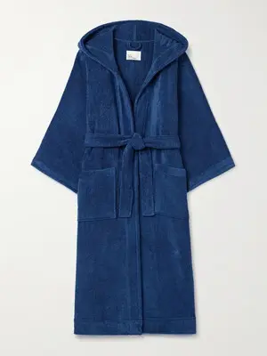 Lisa Marie Fernandez Belted Hooded Cotton-terry Robe - Blue