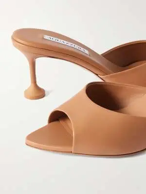 AQUAZZURA Bisous 65 Leather Mules - Camel