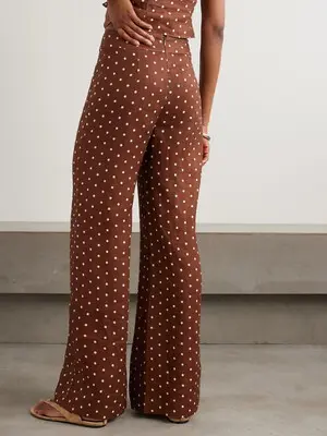 Cara Cara Josephine Polka-dot Linen Wide-leg Pants